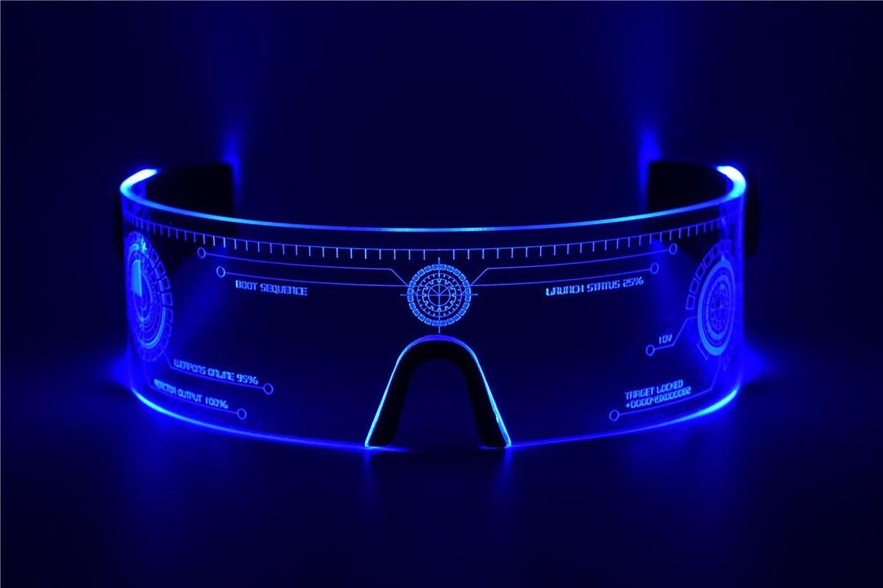 Blue Futuristic Led Tron Visor Glasses Perfect For Cosplay Etsy