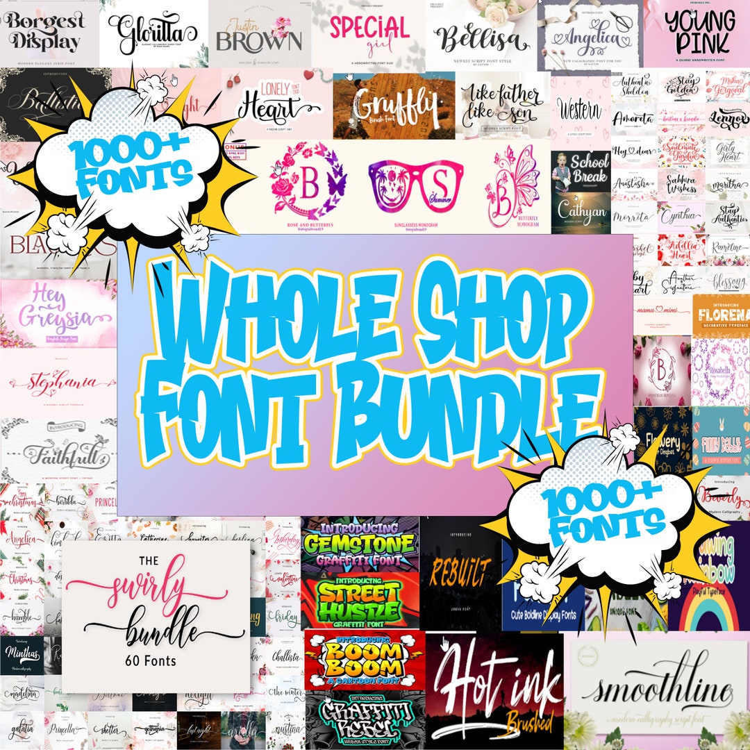 Over 1000 Fonts Crafting Handwritten - Font Bundle, Cricut Fonts ...