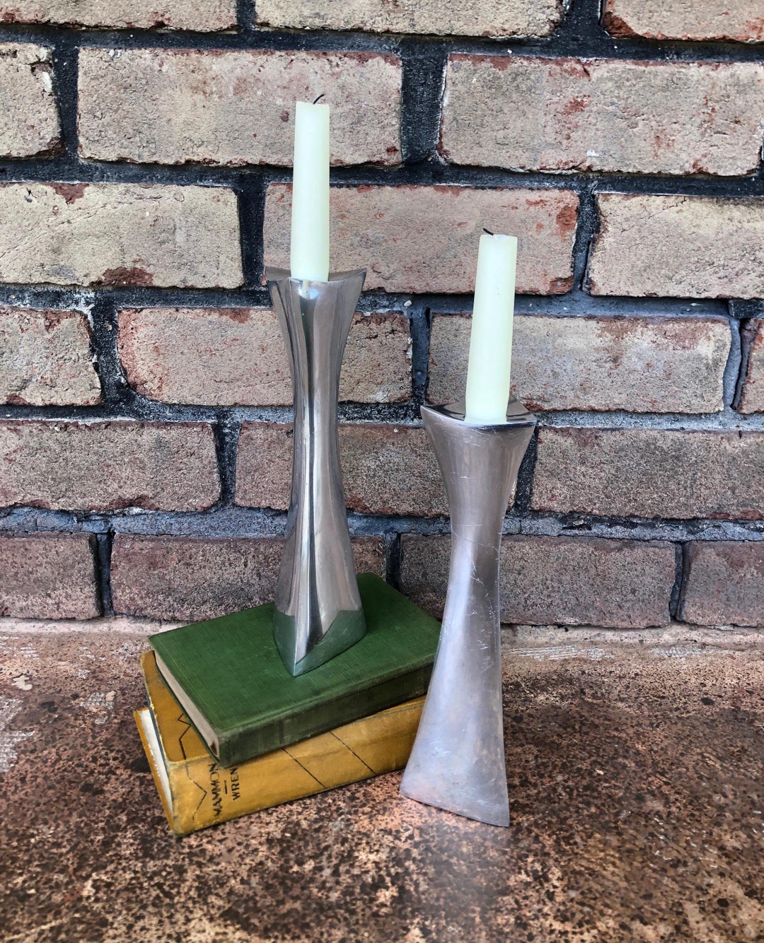 Vintage Mid Century Nambe Studio Candlesticks, MCM Silver Candle ...
