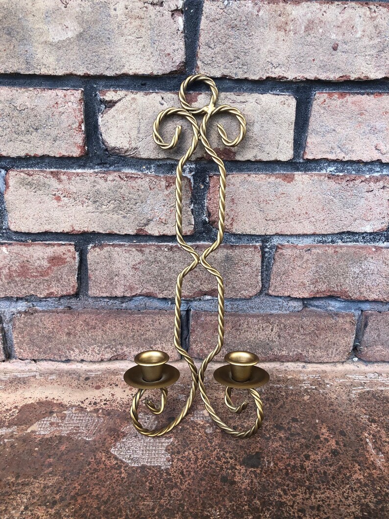 Vintage Home Interiors Twisted Wire Wall Sconces, Vintage Gold Braided ...