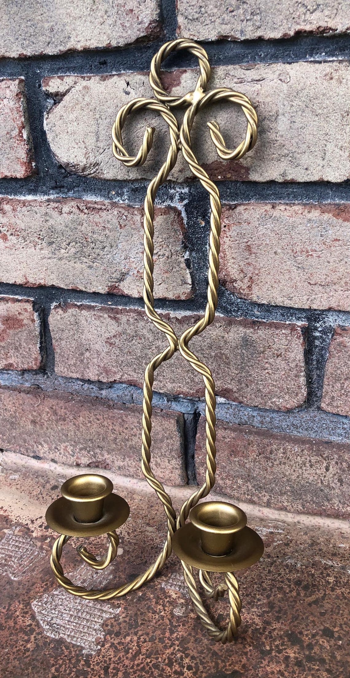 Vintage Home Interiors Twisted Wire Wall Sconces, Vintage Gold Braided ...