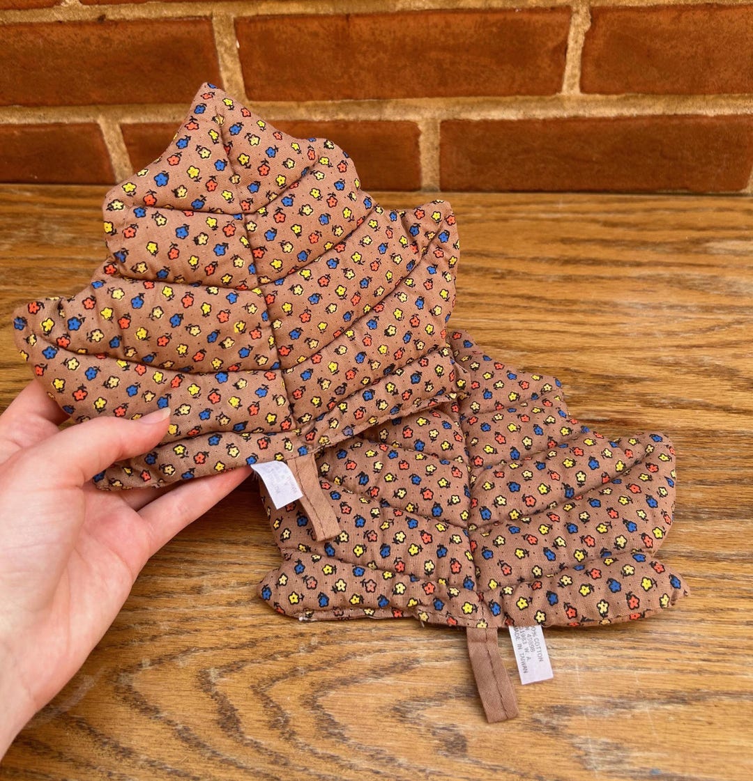 Vintage Leaf Pot Holders, Set of 2 Leaf Shape Pot Holders, Fall Kitchen ...