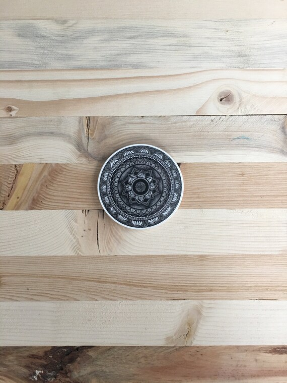 Mandala Sticker Line Art Round Sticker Black and White | Etsy