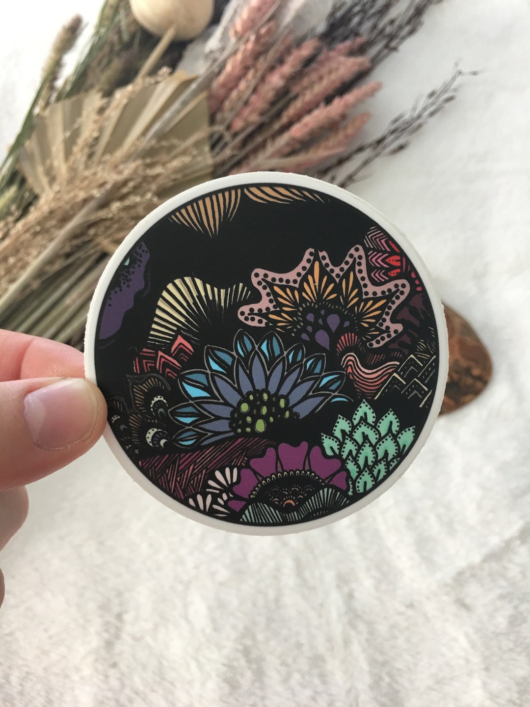 Coral Reef Sticker, Vinyl Sticker, Decals, Laptop Stickers, Round ...