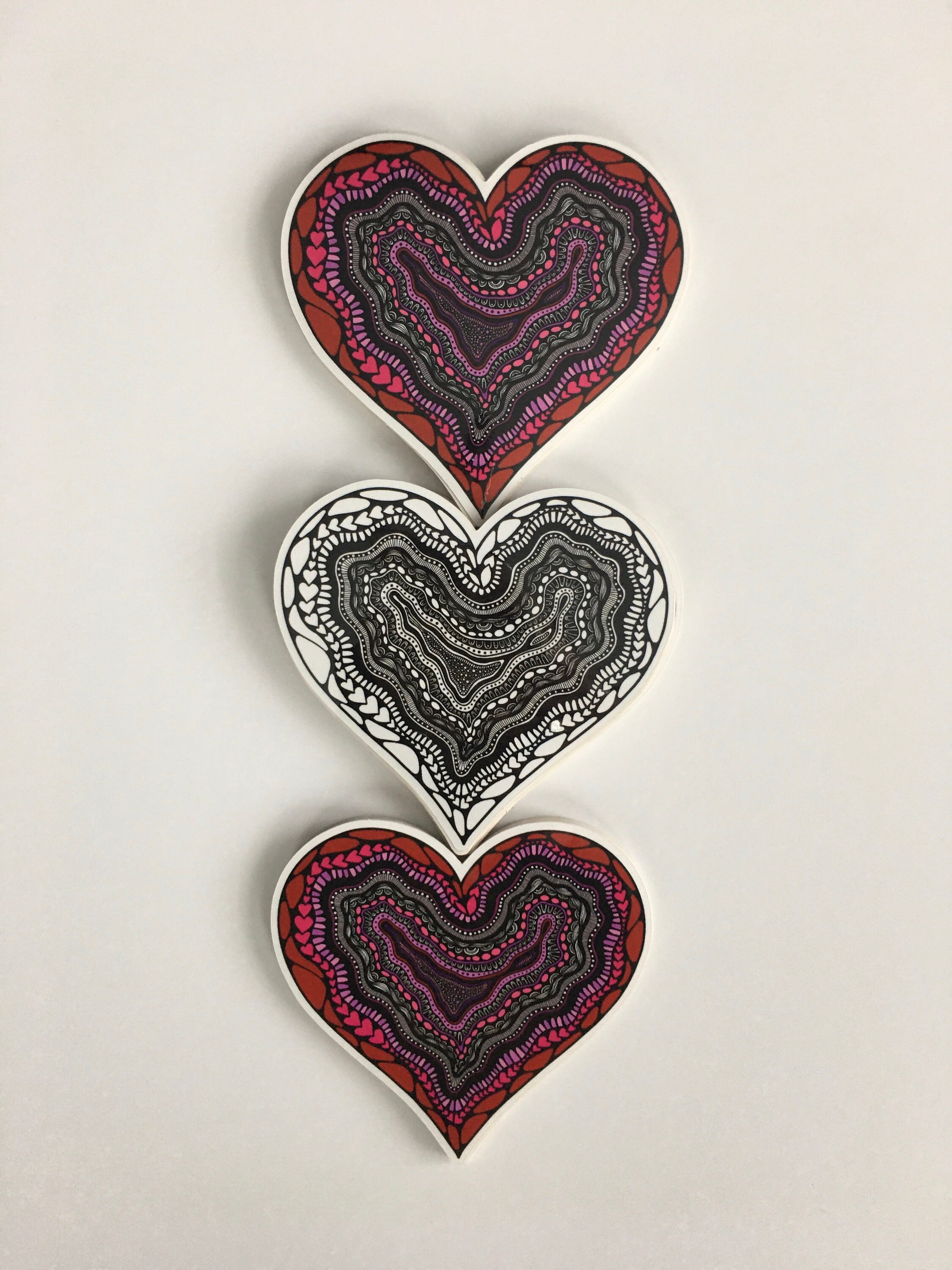 Heart Sticker Inverted Mandala Heart Black & White Stickers | Etsy