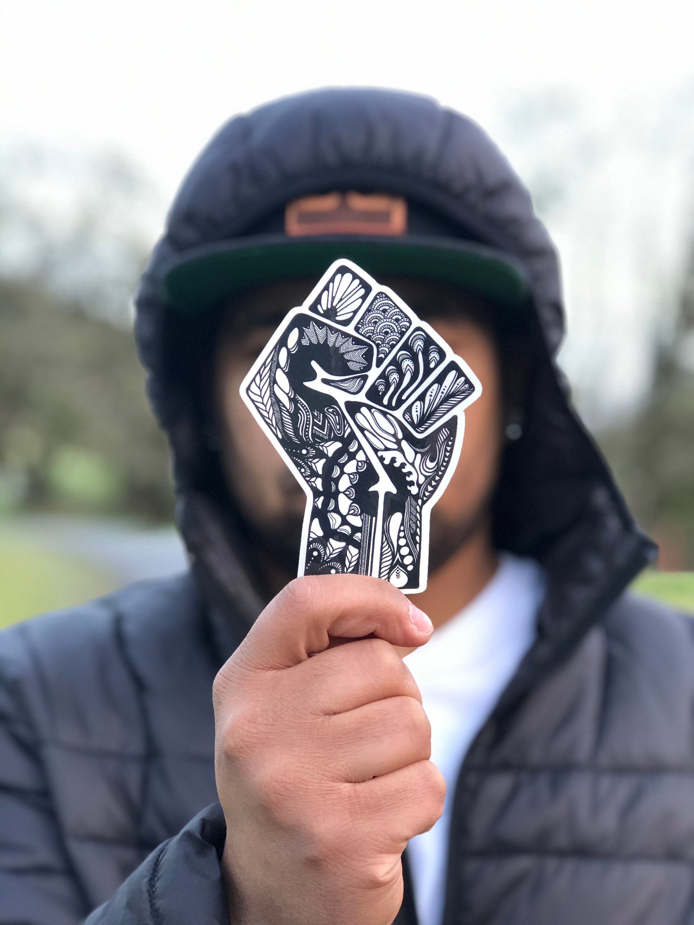 Black Fist Sticker BLM Resit Sticker Fist Power to the | Etsy