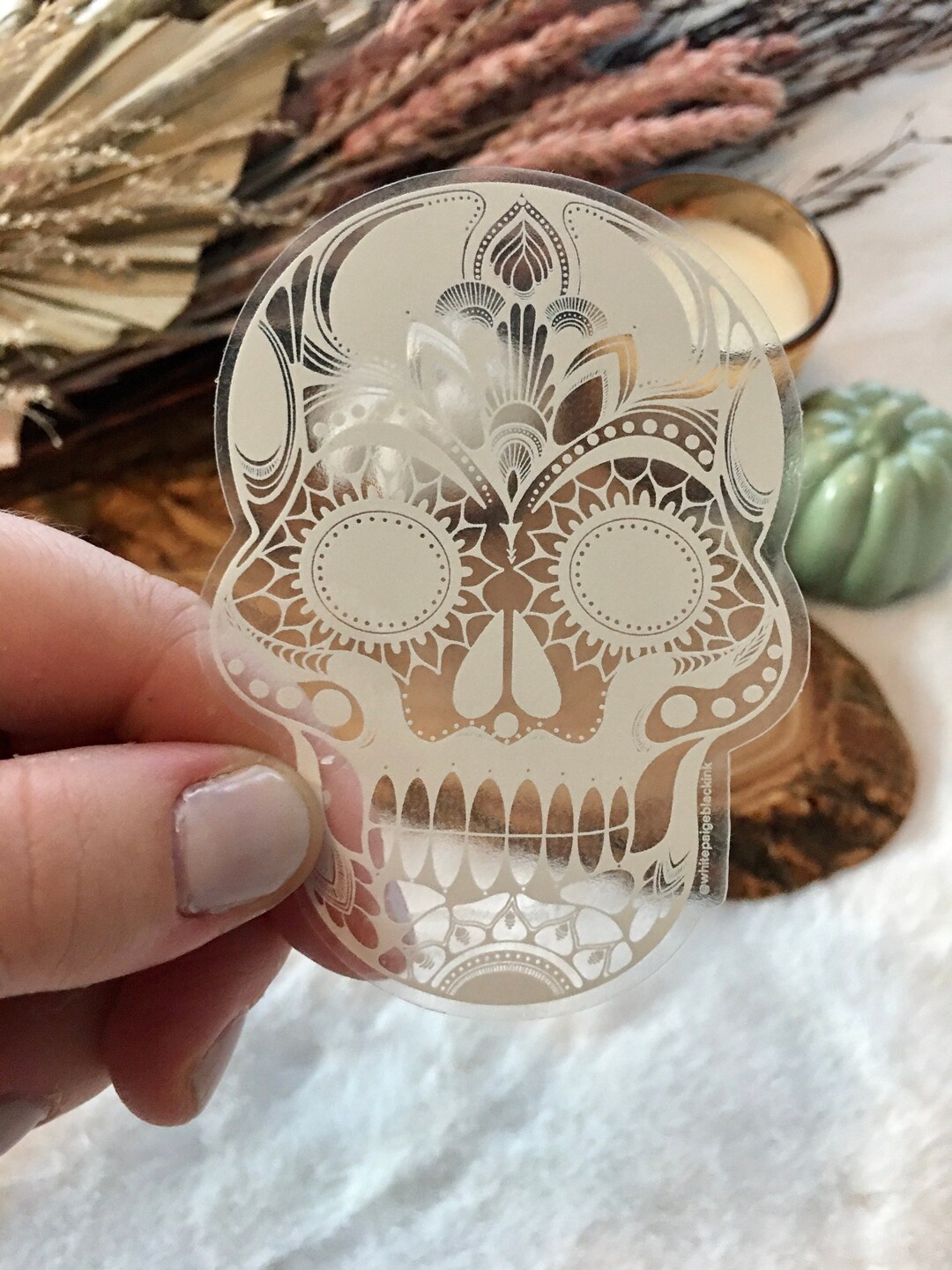 Cream Skull Sticker | Skull Weatherproof Vinyl Decal | Skull ...