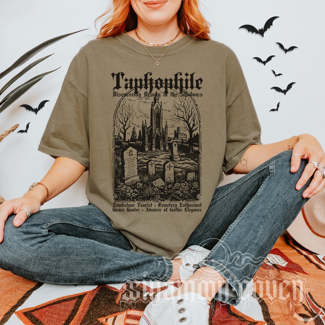 Taphophile T-shirt, Tombstone Tourist Tee, Cemetery Lover Shirt, Grave ...