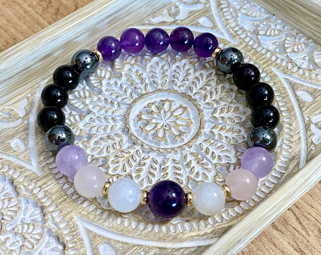 Emotional Balance Bracelet – Amethyst, Rose Quartz, Hematite, Moonstone ...
