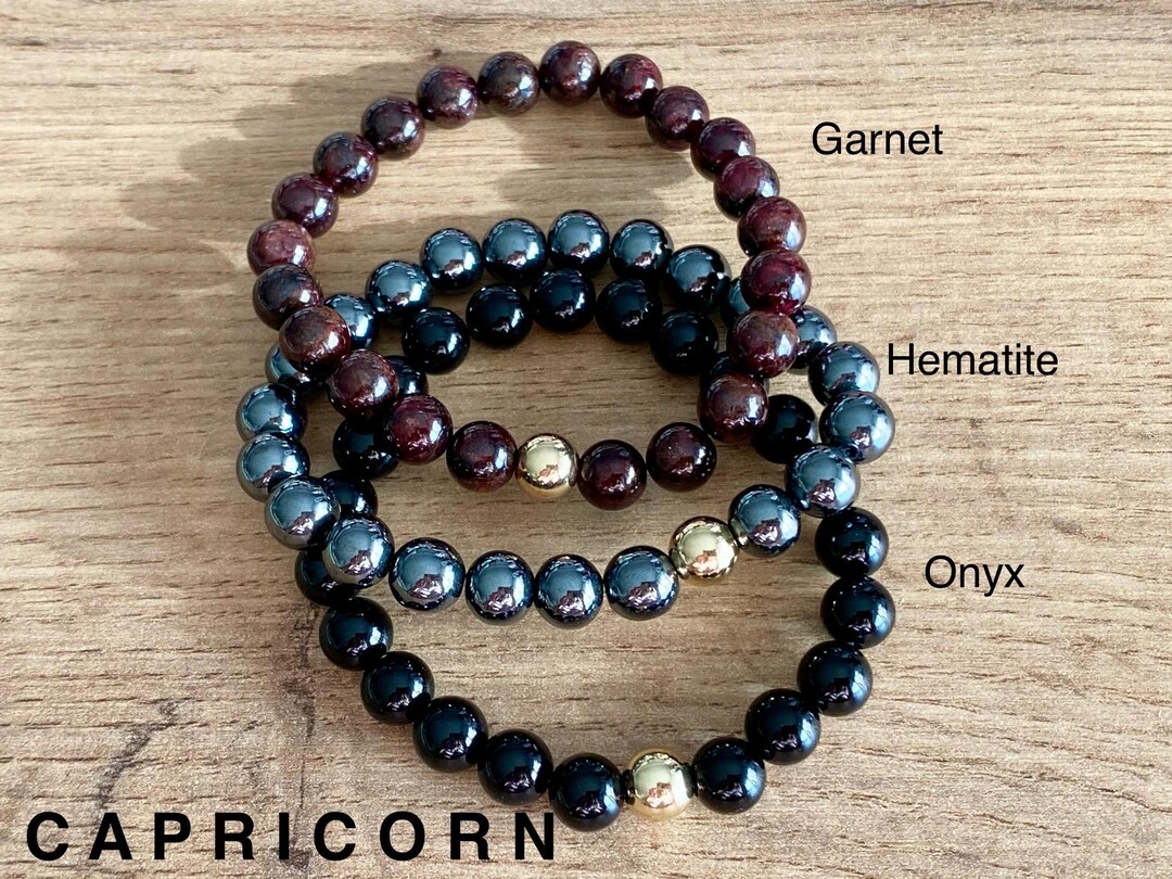 Zodiac Capricorn Crystal Protection Bracelet - 3 Pack Natural Gemstone ...