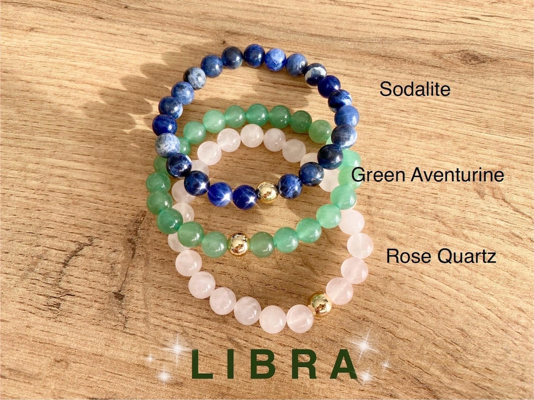 Zodiac Libra Crystal Protection Bracelet - 3 Pack Natural Gemstone ...