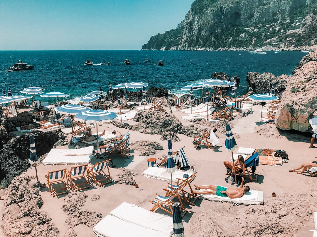 Beach Wall Art Digital Download La Fontelina Capri Italy - Etsy