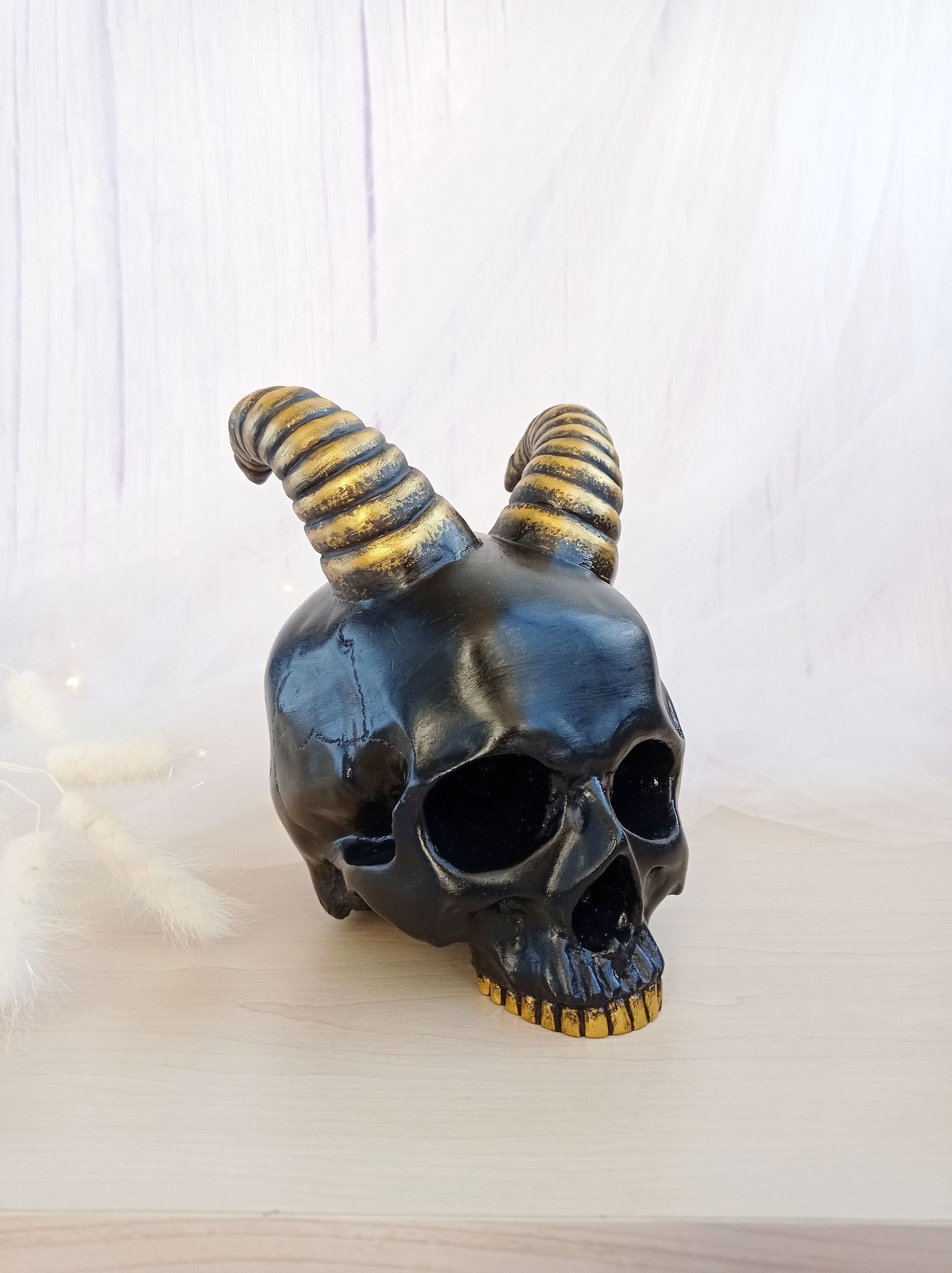 Human Skull With Devil Horns