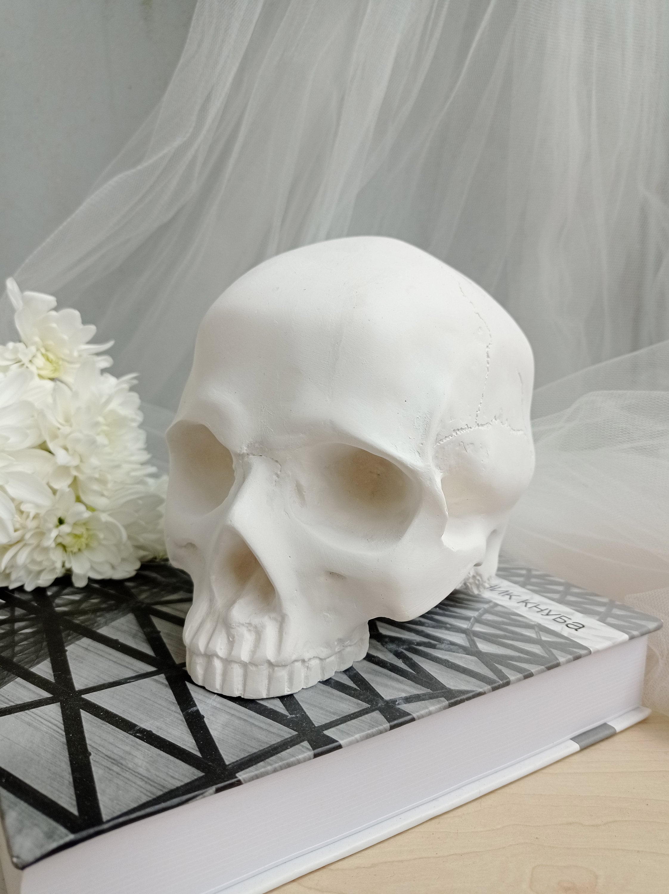 White Human Skull Replica, Skull Sculpture, Realistic Anatomical Skull ...