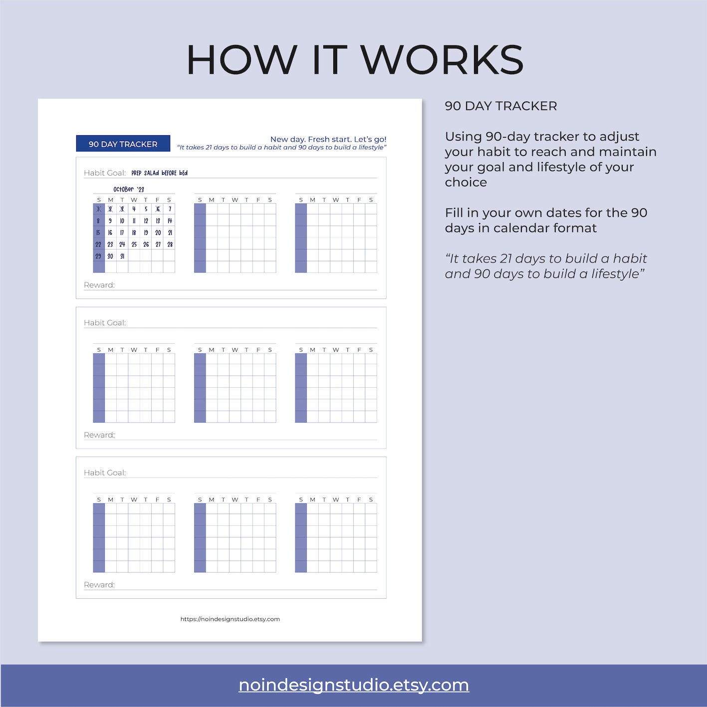 Printable, 90-day Goal Planner, 90 Day Tracker, Monthly Planner, Habit ...