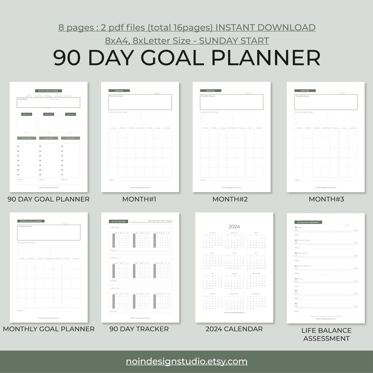 Printable, 90-day Goal Planner, 90 Day Tracker, Monthly Planner, Habit ...