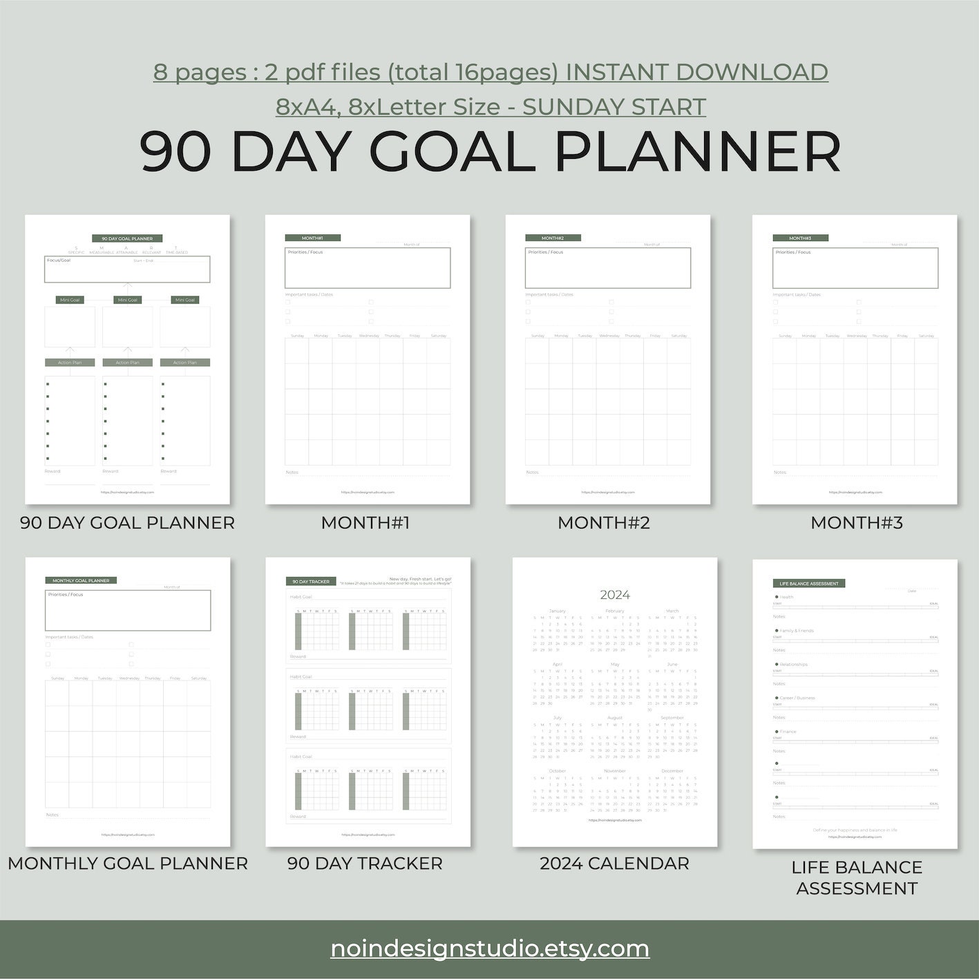 Printable, 90-day Goal Planner, 90 Day Tracker, Monthly Planner, Habit ...