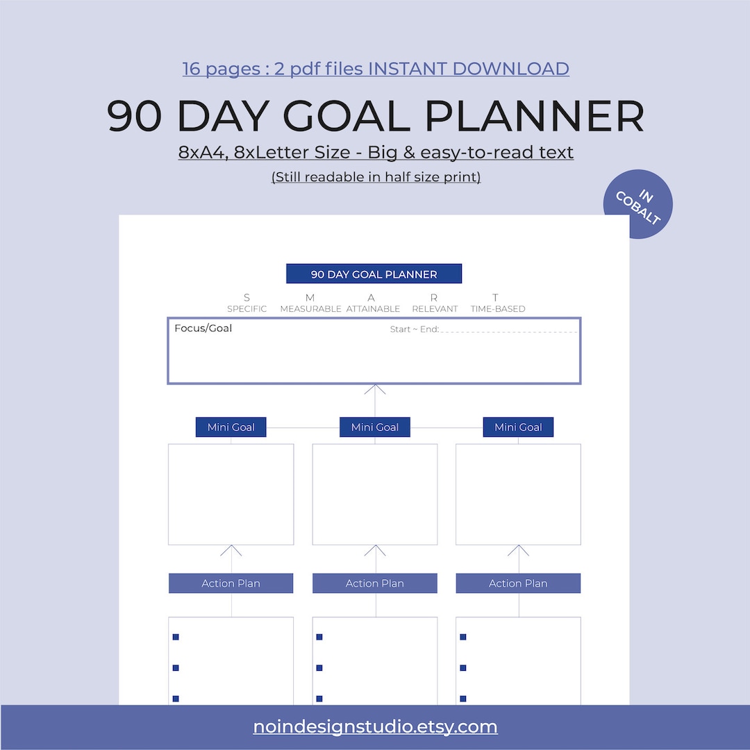 Printable, 90-day Goal Planner, 90 Day Tracker, Monthly Planner, Habit ...