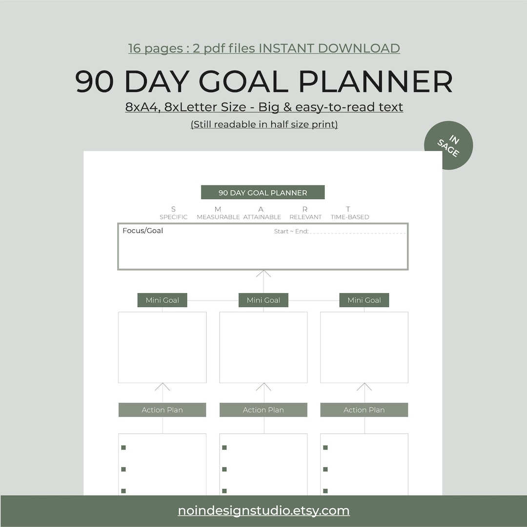 Printable, 90-day Goal Planner, 90 Day Tracker, Monthly Planner, Habit ...