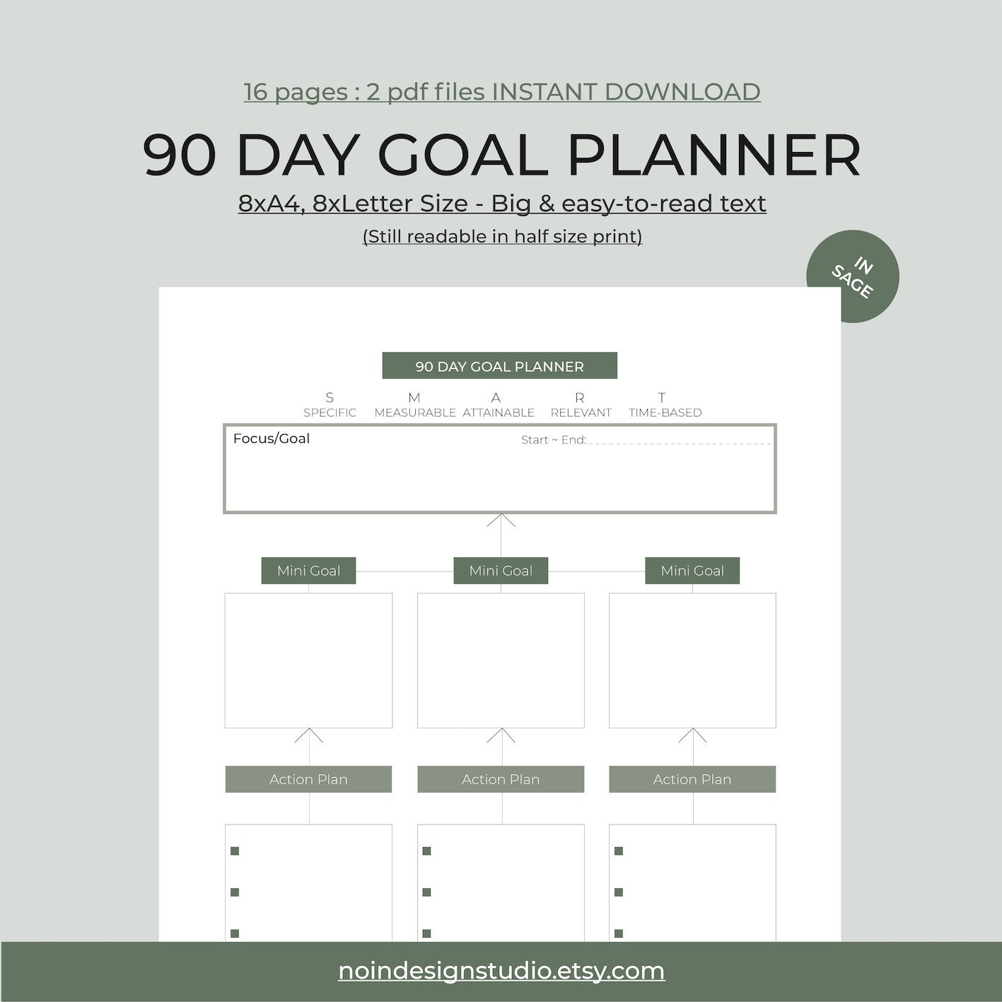 Printable, 90-day Goal Planner, 90 Day Tracker, Monthly Planner, Habit ...
