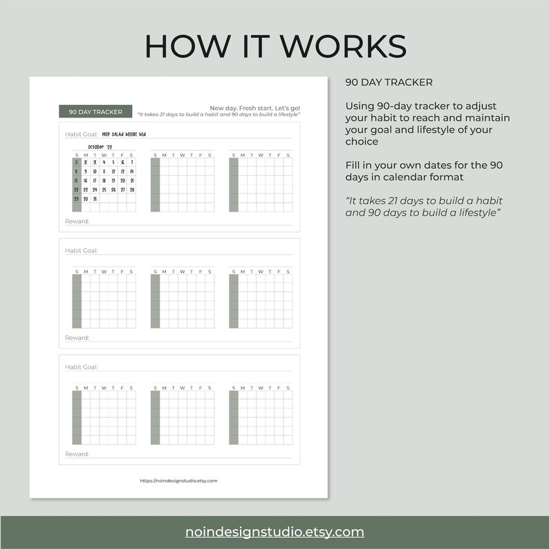 Printable, 90-day Goal Planner, 90 Day Tracker, Monthly Planner, Habit ...