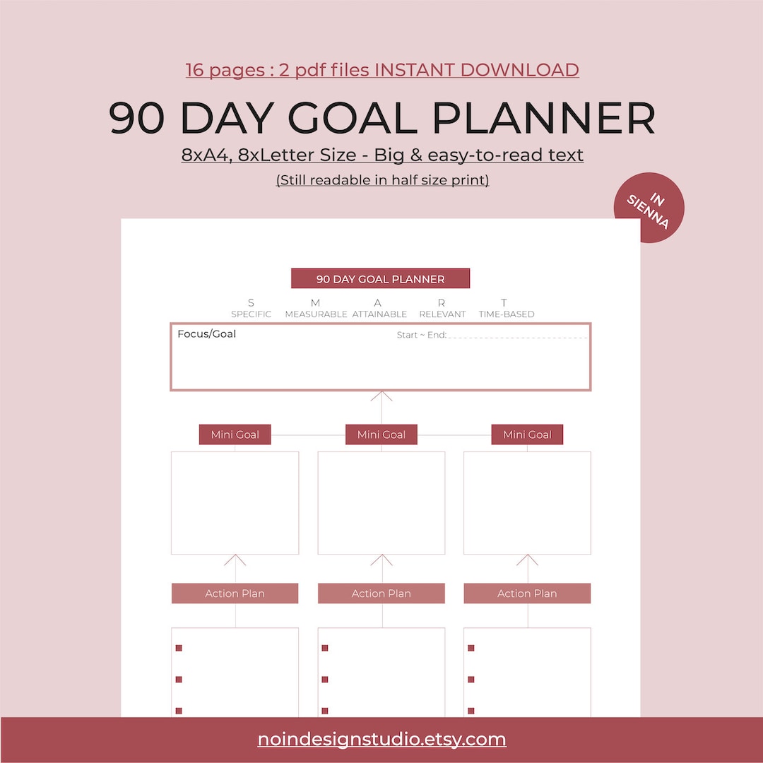 Printable, 90-day Goal Planner, 90 Day Tracker, Monthly Planner, Habit ...