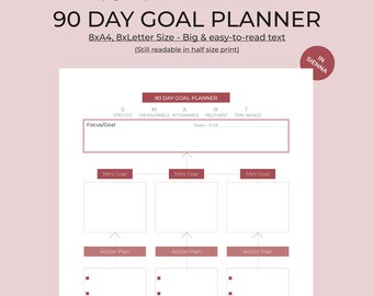 Printable, 90-day Goal Planner, 90 Day Tracker, Monthly Planner, Habit ...