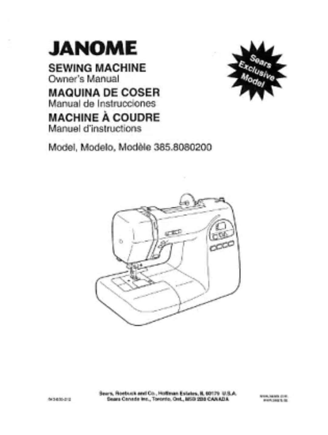 Janome 8080 Sewing Machine Instruction Manual *digital Download Only ...