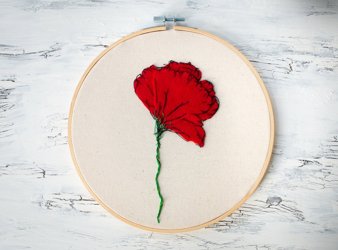 Red Poppy Embroidery Hoop / Remembrance Day Embroidery, Memorial Day ...