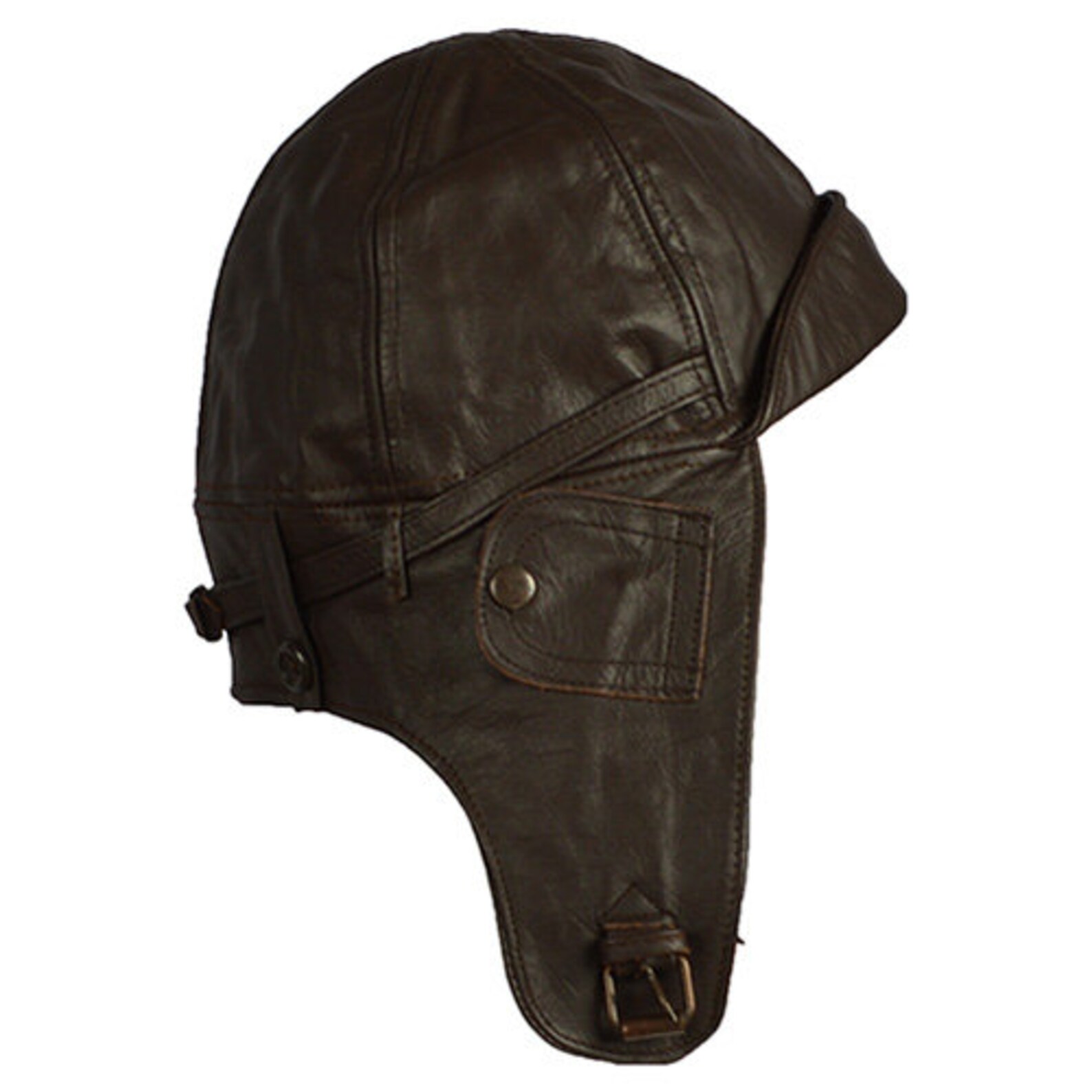 Mil-tec Flight Leather Hood BROWN AVIATION HELMET WW1 Repro - Etsy