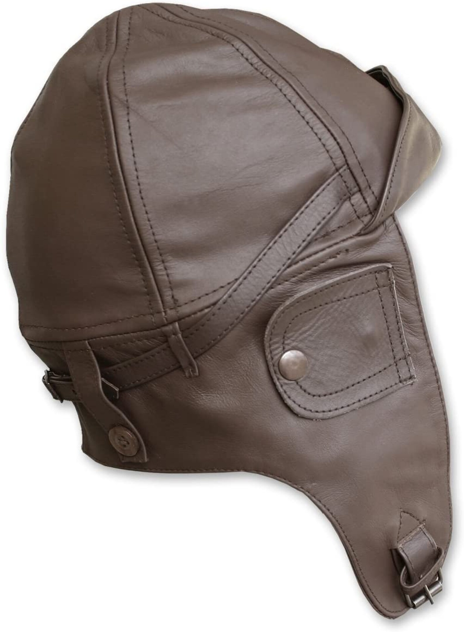 Mil-tec Flight Leather Hood BROWN AVIATION HELMET WW1 Repro - Etsy