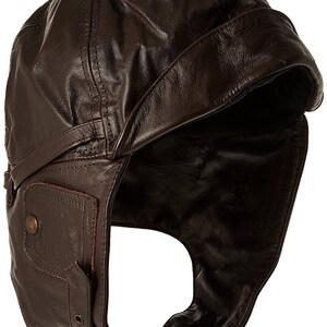 Mil-tec Flight Leather Hood BROWN AVIATION HELMET WW1 Repro - Etsy