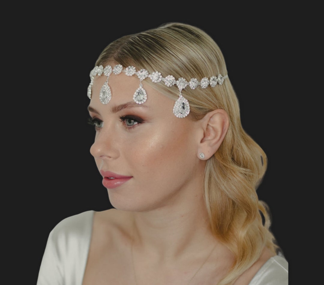 Rhinestone Water Drop Head Chain Head Chains Hair Jewellery Boho Glam ...