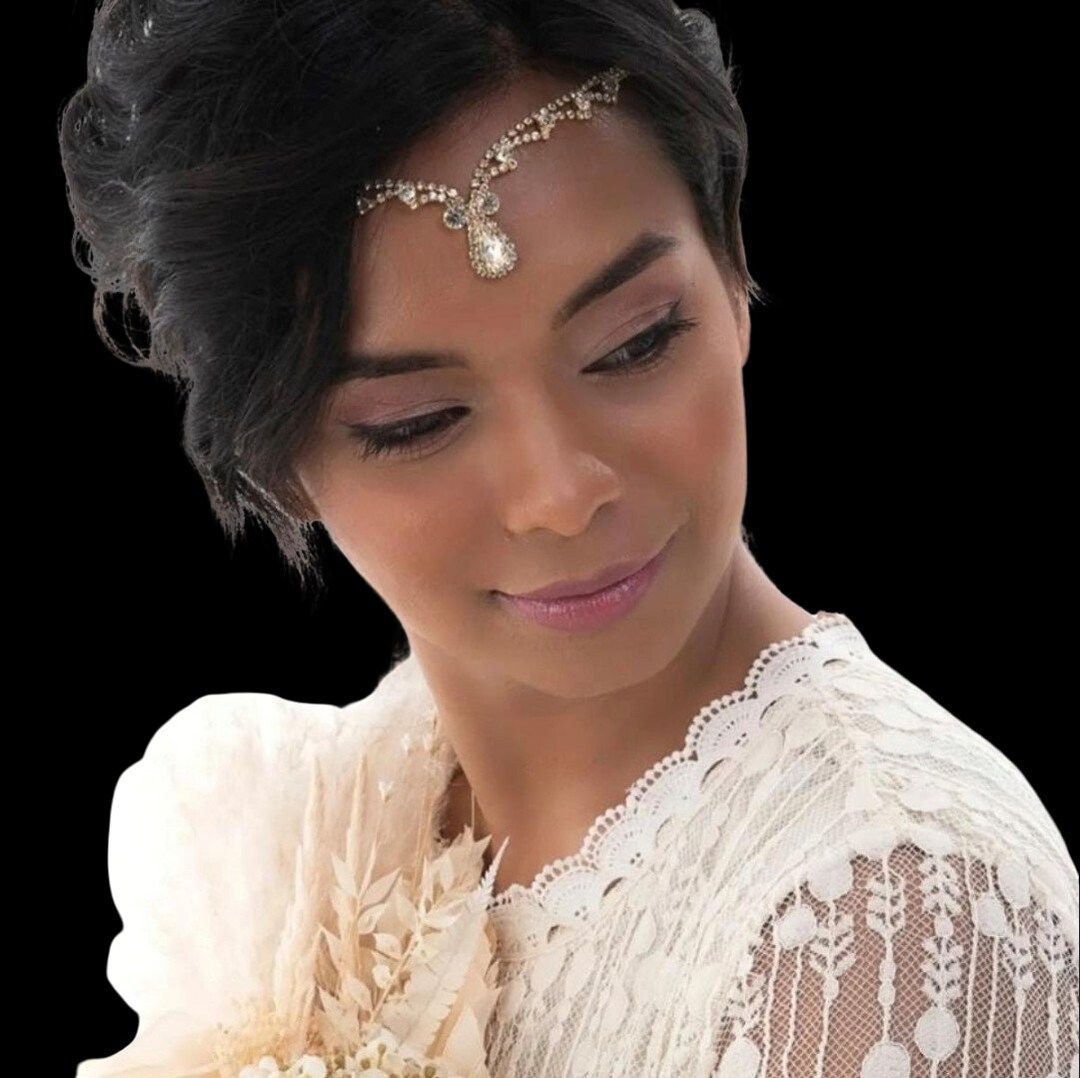 Rhinestone Crystal Drop Forehead Chain Head Chains Hair Jewellery Boho ...