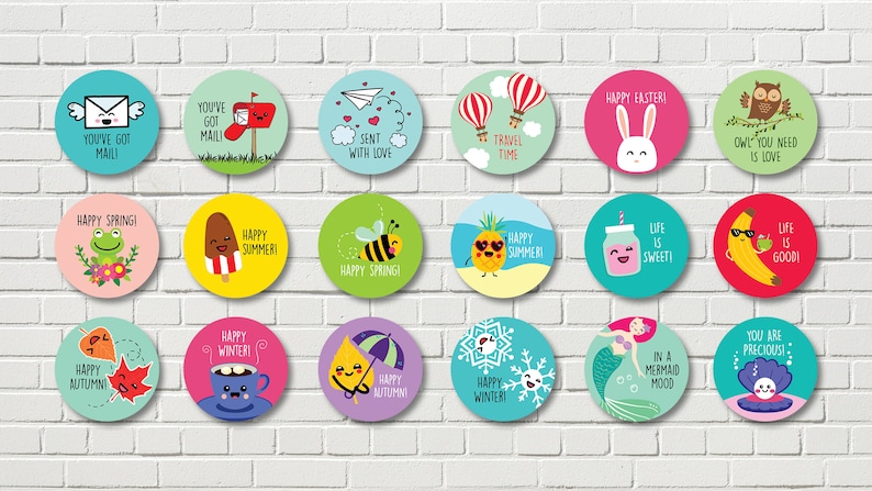 Set of 18 Cute Little Stickers With Messages for Your Snailmail ...