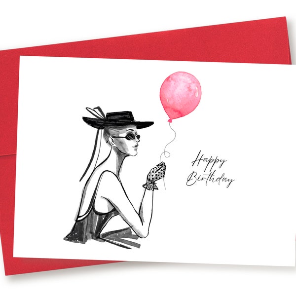 Red Hat Birthday Card - Etsy