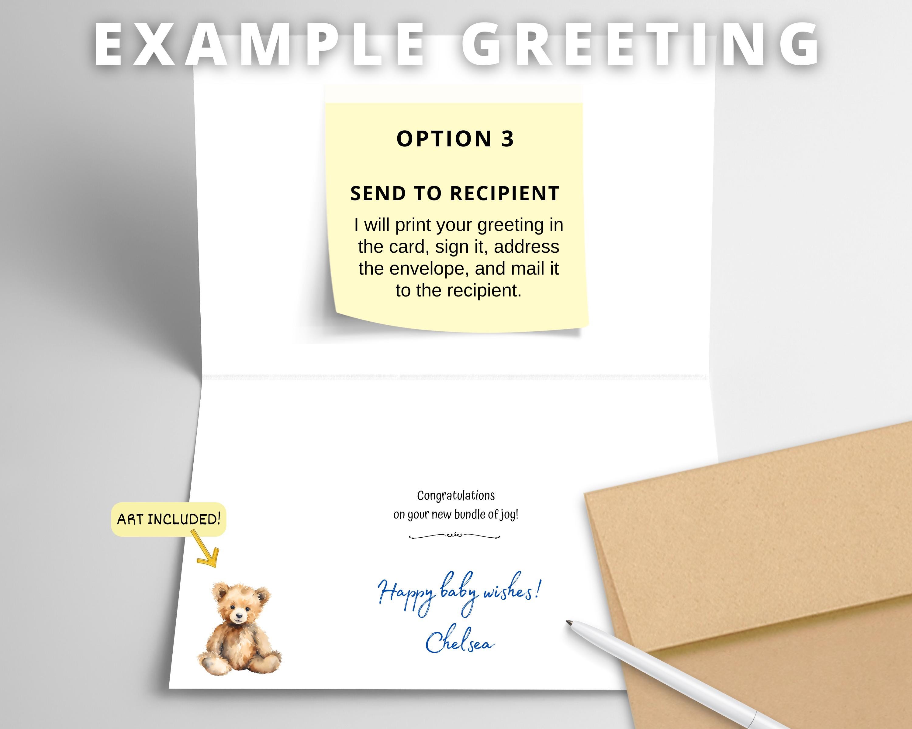 Teddy Bear Baby Shower Card: Watercolor Glitter Card - Etsy
