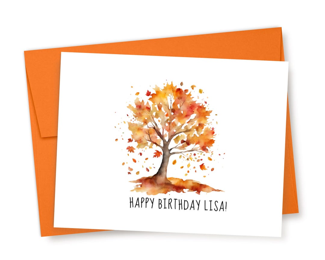 Personalized Autumn Birthday Card, Fall Leaves Card, November Birthday ...
