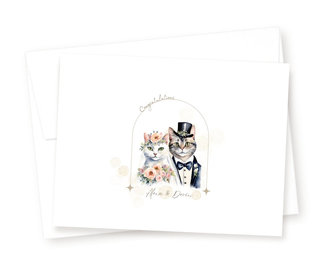 Personalized Cat Wedding Card, Cat Bride and Groom, Wedding Congrats ...