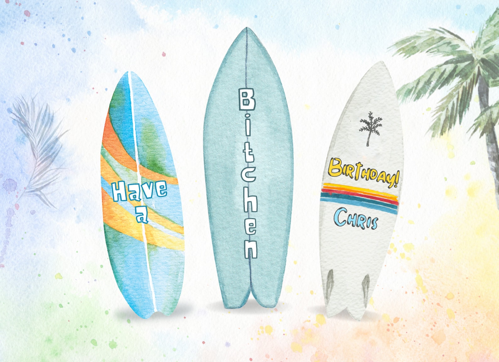 Personalized Surfboards Birthday Card Surfing Birthday Card - Etsy