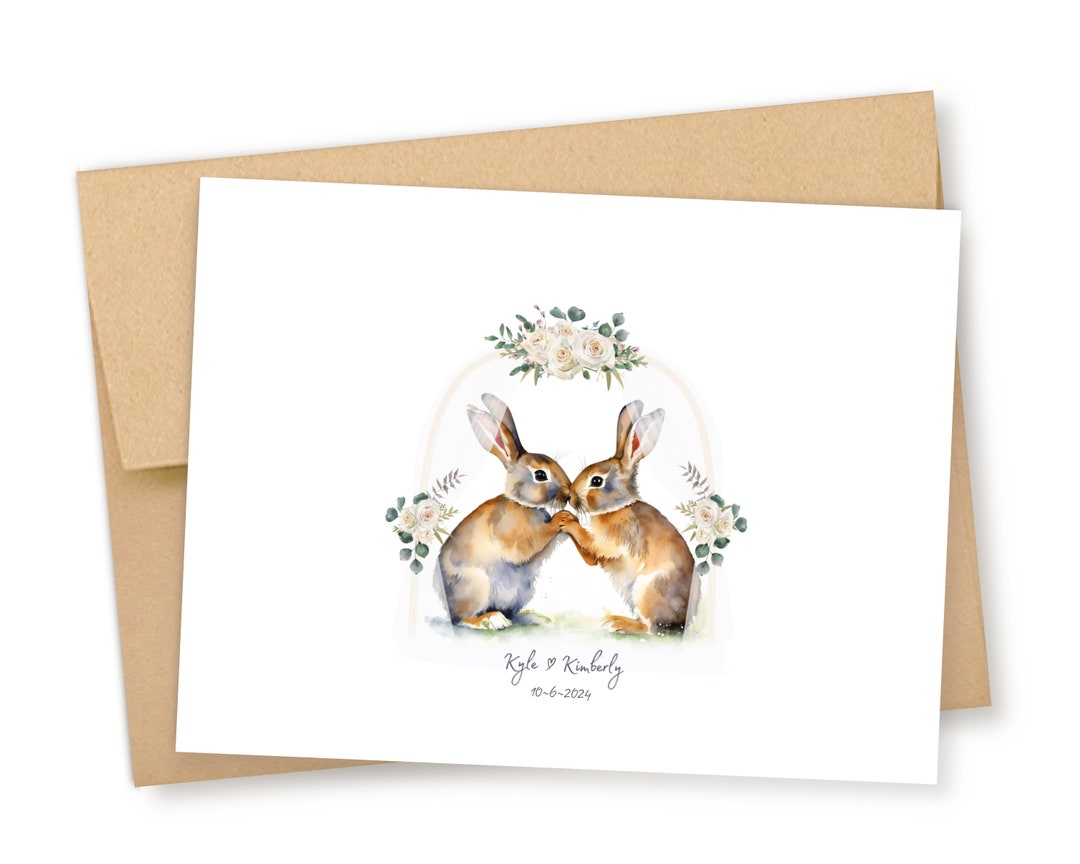 Personalized Bunny Wedding Card, Rabbit Wedding Card, Getting Married ...