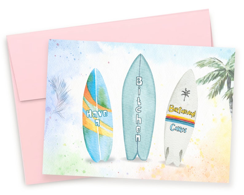 Personalized Surfboards Birthday Card Surfing Birthday Card - Etsy