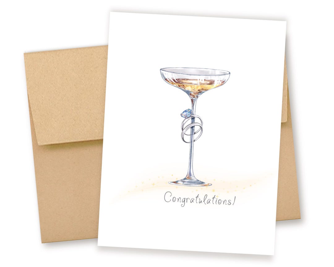 Champagne Wedding Card, Wedding Rings, Congratulations Champagne Toast ...