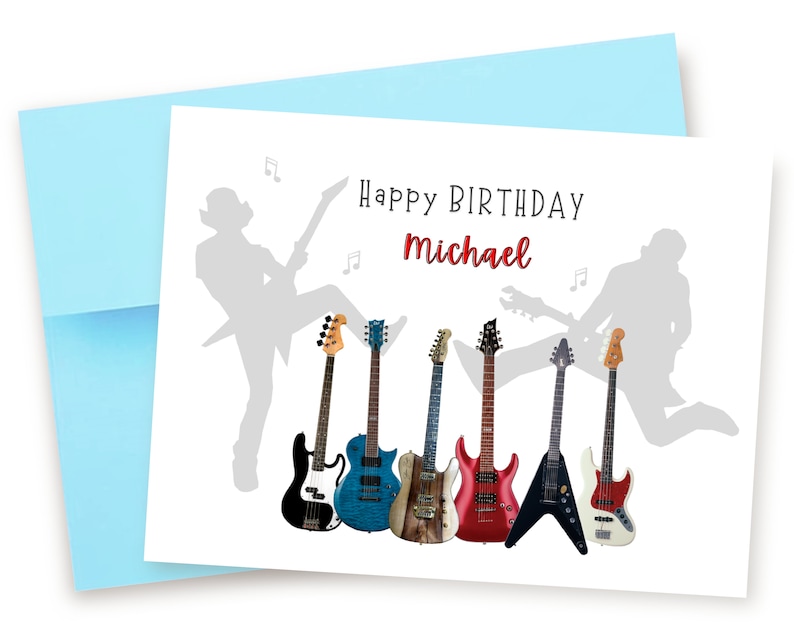 Personalized Guitar Birthday Card: Music Lover Gift - Etsy