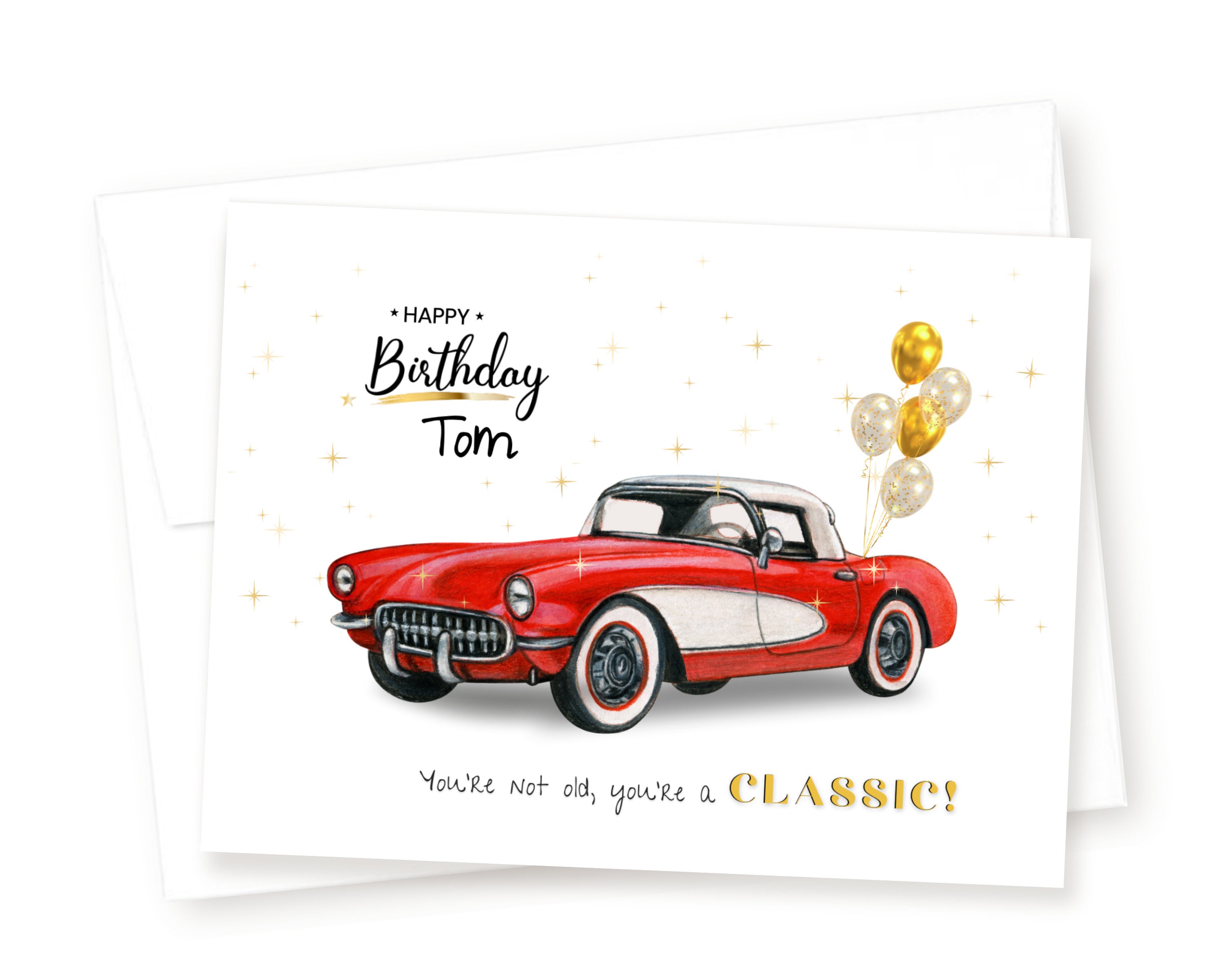 Personalized Classic Corvette Birthday Card: Car Lover Gift - Etsy