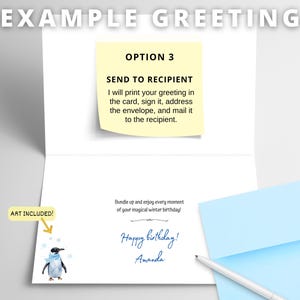 Personalized Winter Birthday Card, Snow Birthday Card, Penguin Card ...