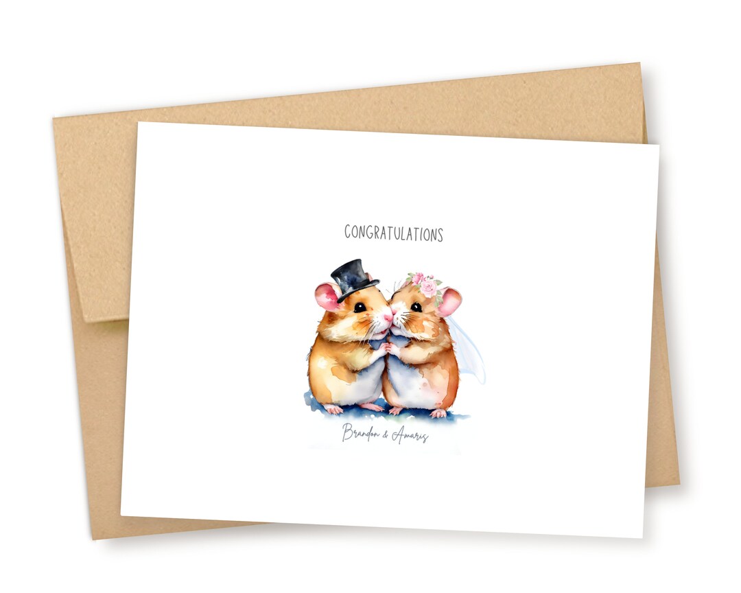 Personalized Bride & Groom Wedding Card, Mr and Mrs Card, Hamster Card ...