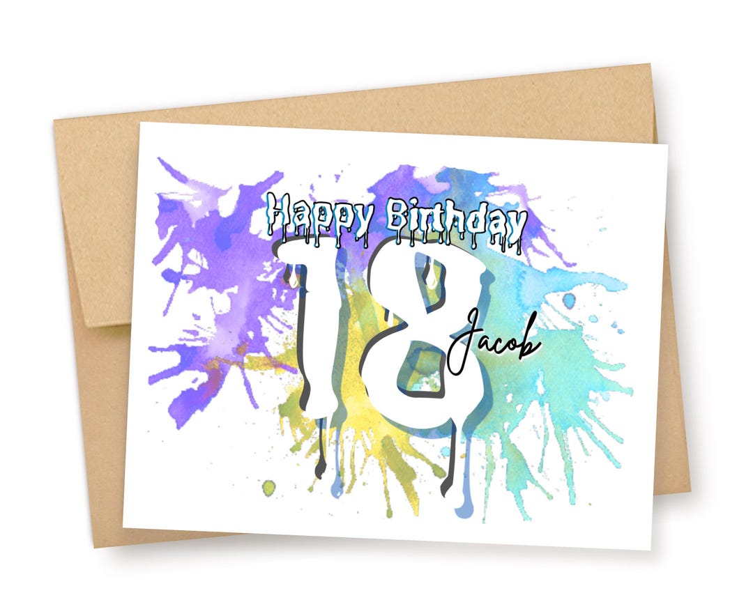 Personalized Paint Splash Birthday Card: Any Age, Custom Greeting - Etsy