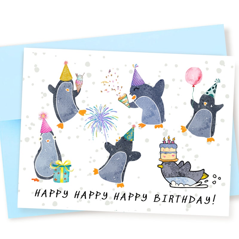 Penguin Birthday Card - Etsy