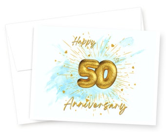 50th Anniversary Card. 50th Anniversary Gift Card for 50th - Etsy